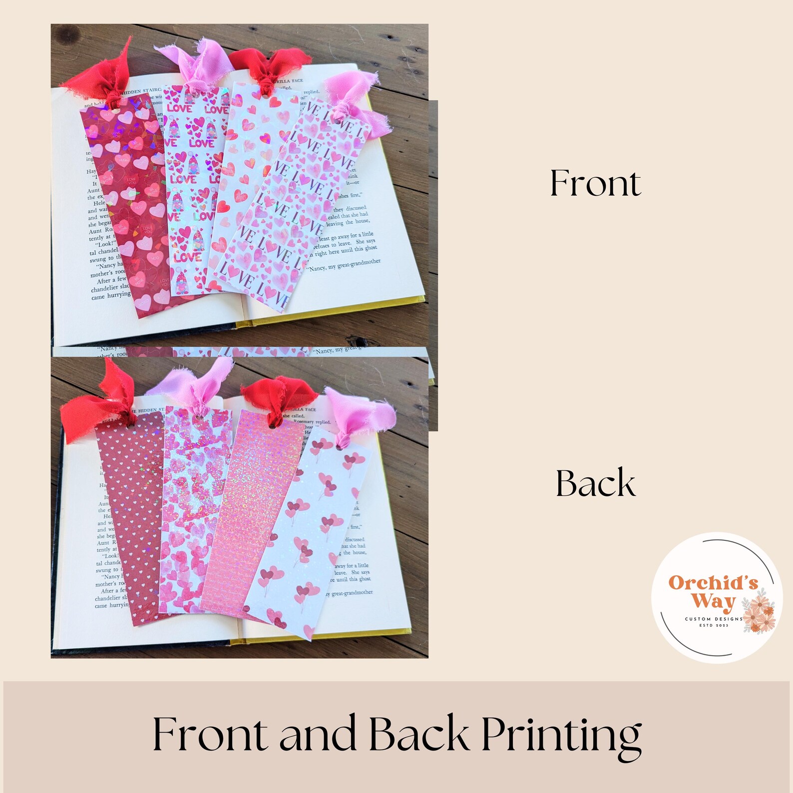 Valentine Heart Bookmark, Pink and Red Bookmark Bundle, Valentine's Day ...