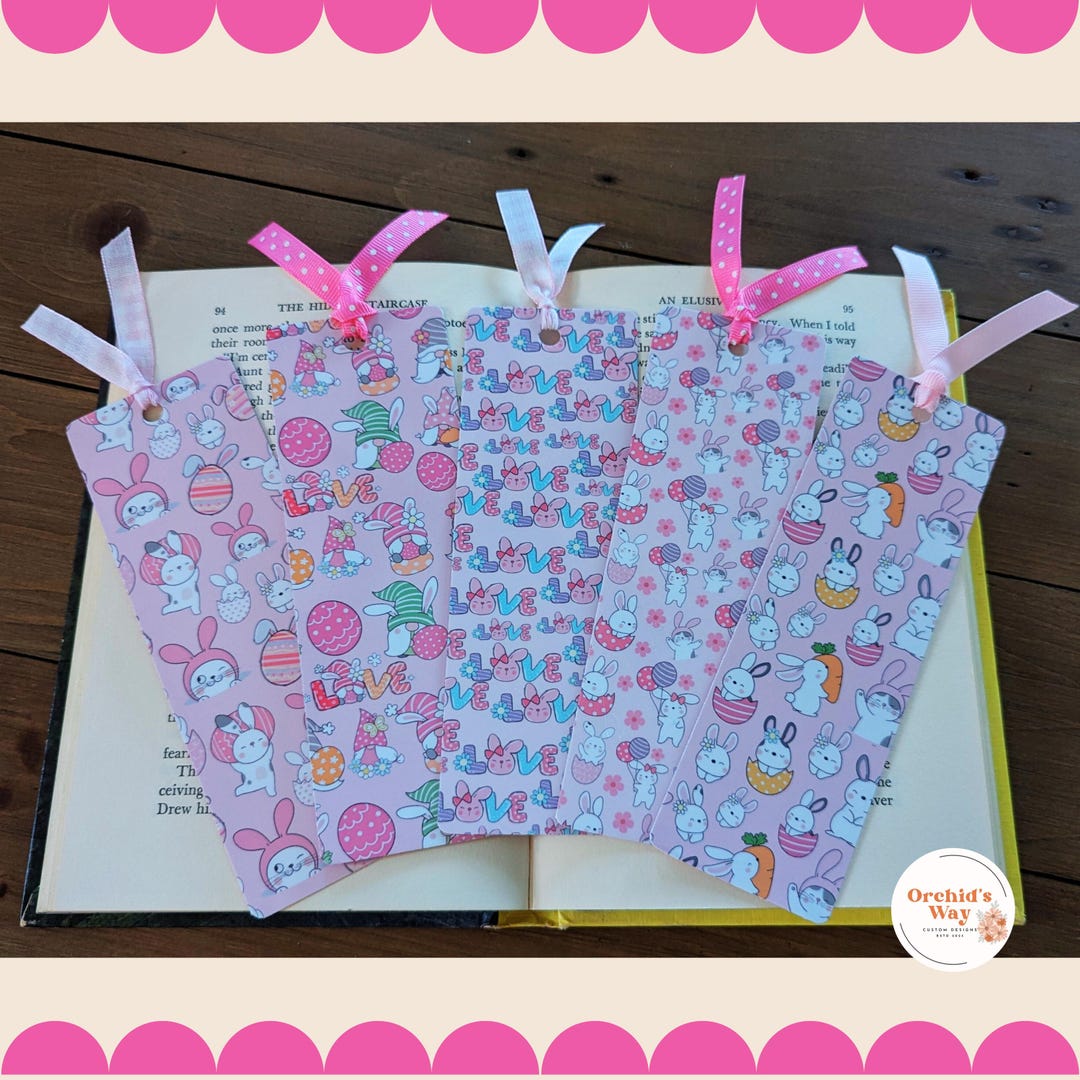 Pink Easter Bunny Bookmark, Pink Easter Bunny Bookmark Bundle, Easter ...