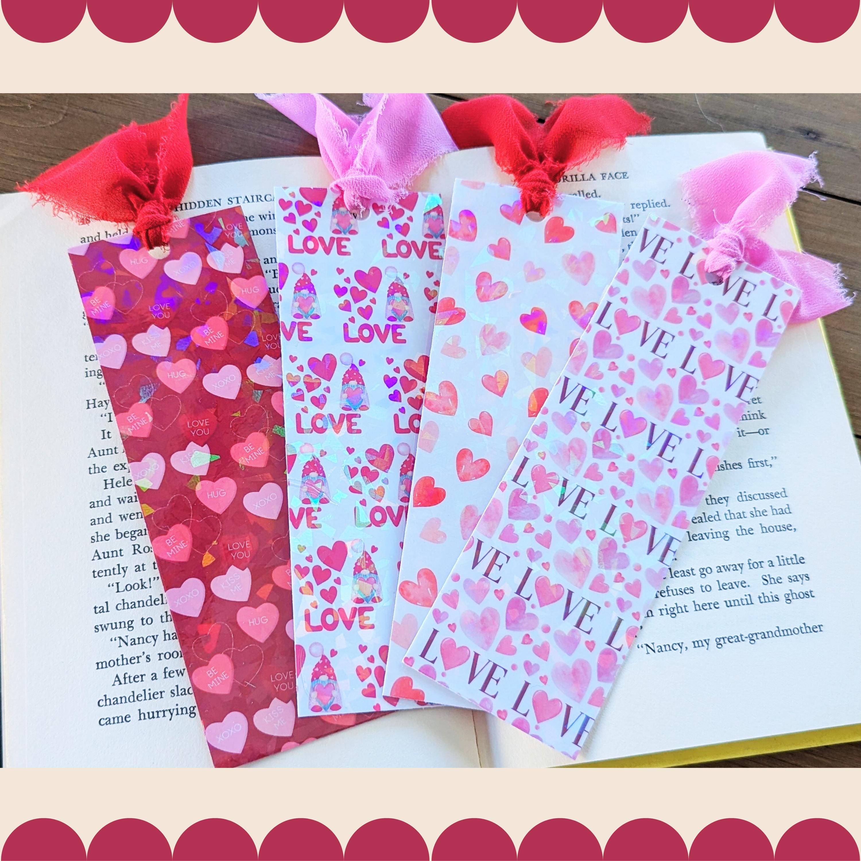 Valentine Heart Bookmark, Pink and Red Bookmark Bundle, Valentine's Day ...