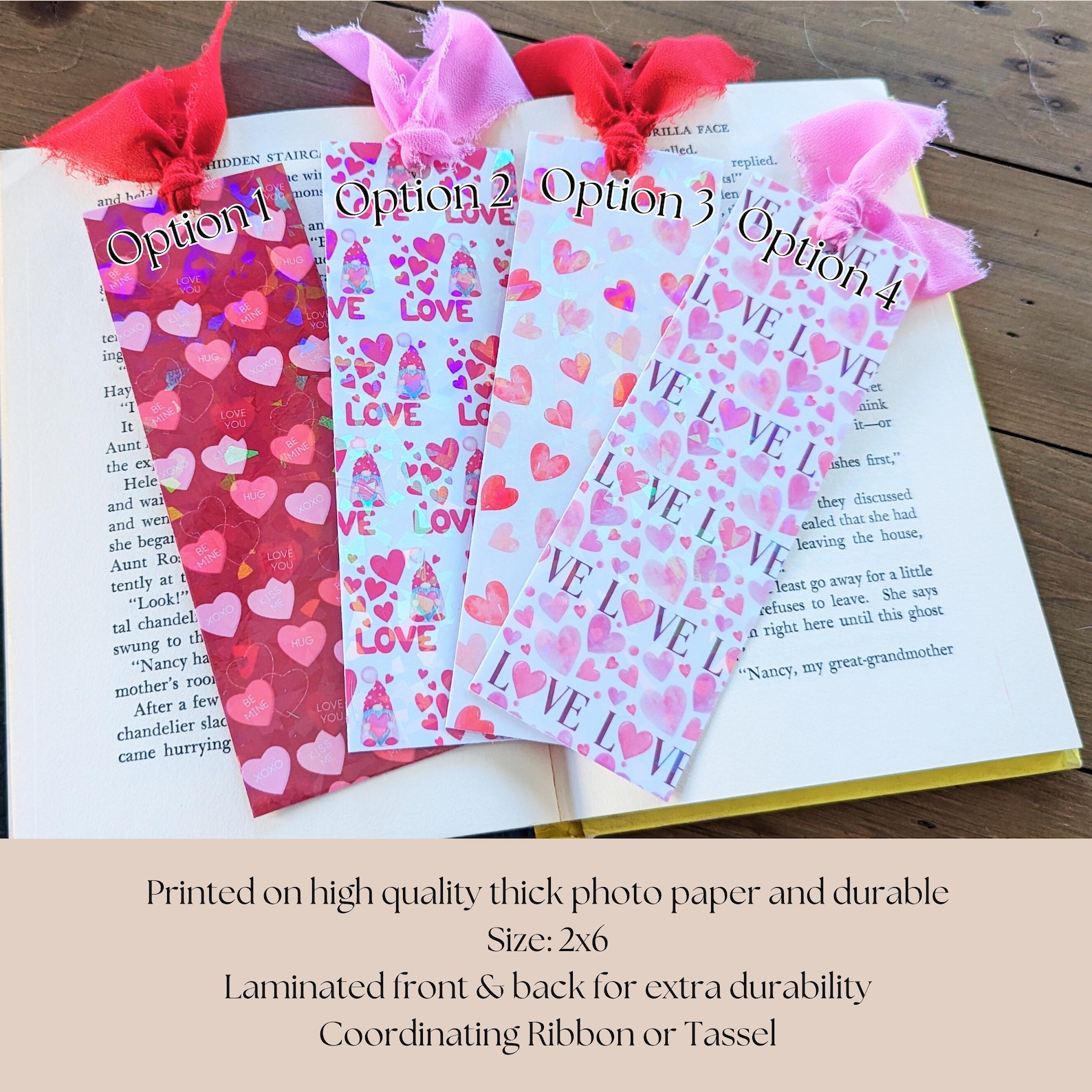Valentine Heart Bookmark, Pink and Red Bookmark Bundle, Valentine's Day ...