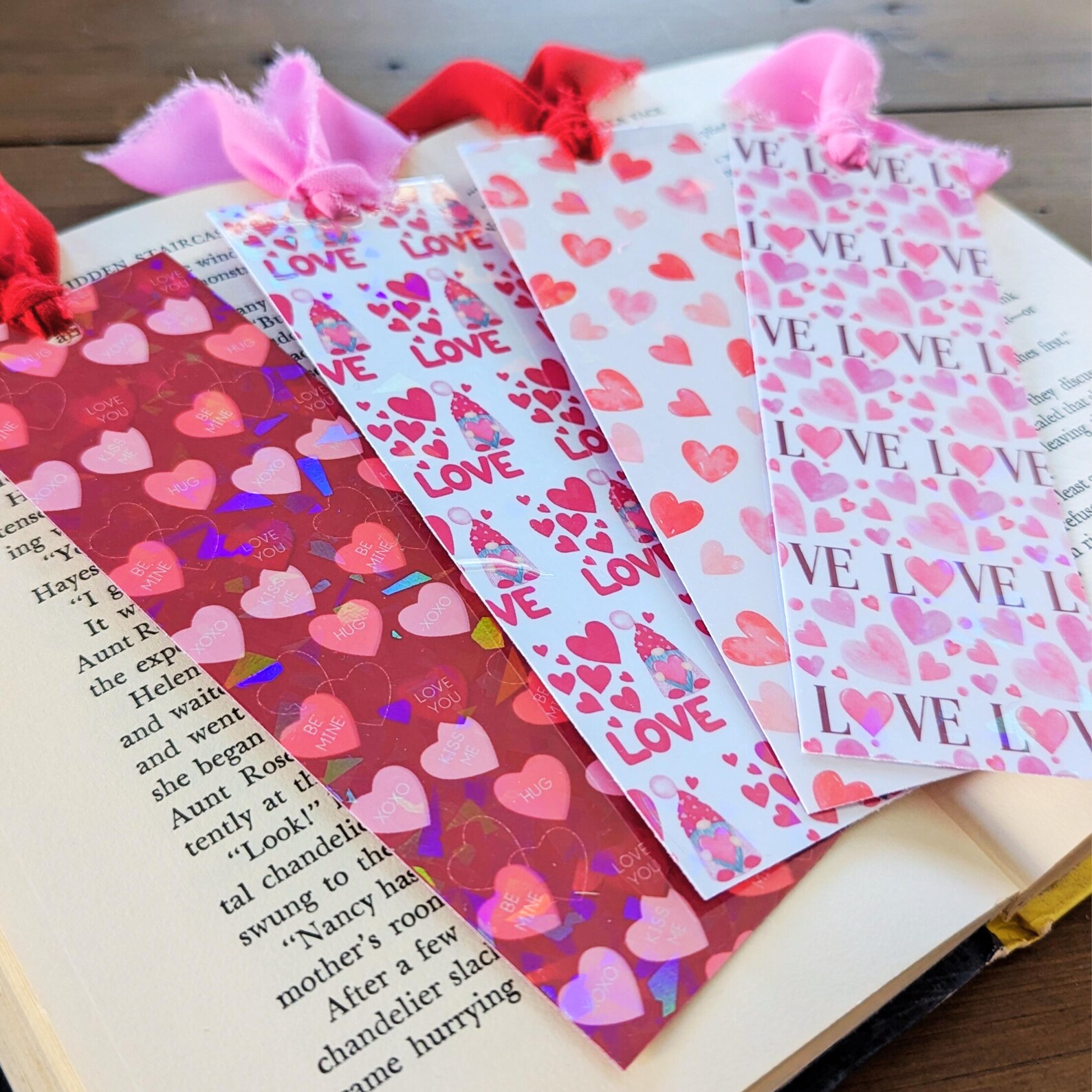 Valentine Heart Bookmark, Pink and Red Bookmark Bundle, Valentine's Day ...