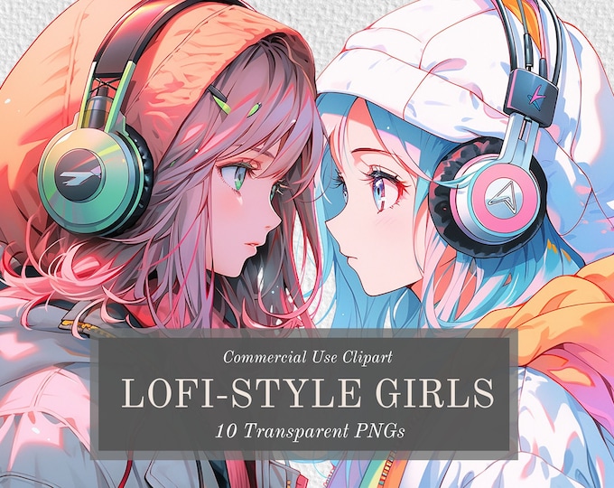 Chibi Anime Gamer Girls Clipart Bundle - Kawaii, Happy, Goth Streamer ...