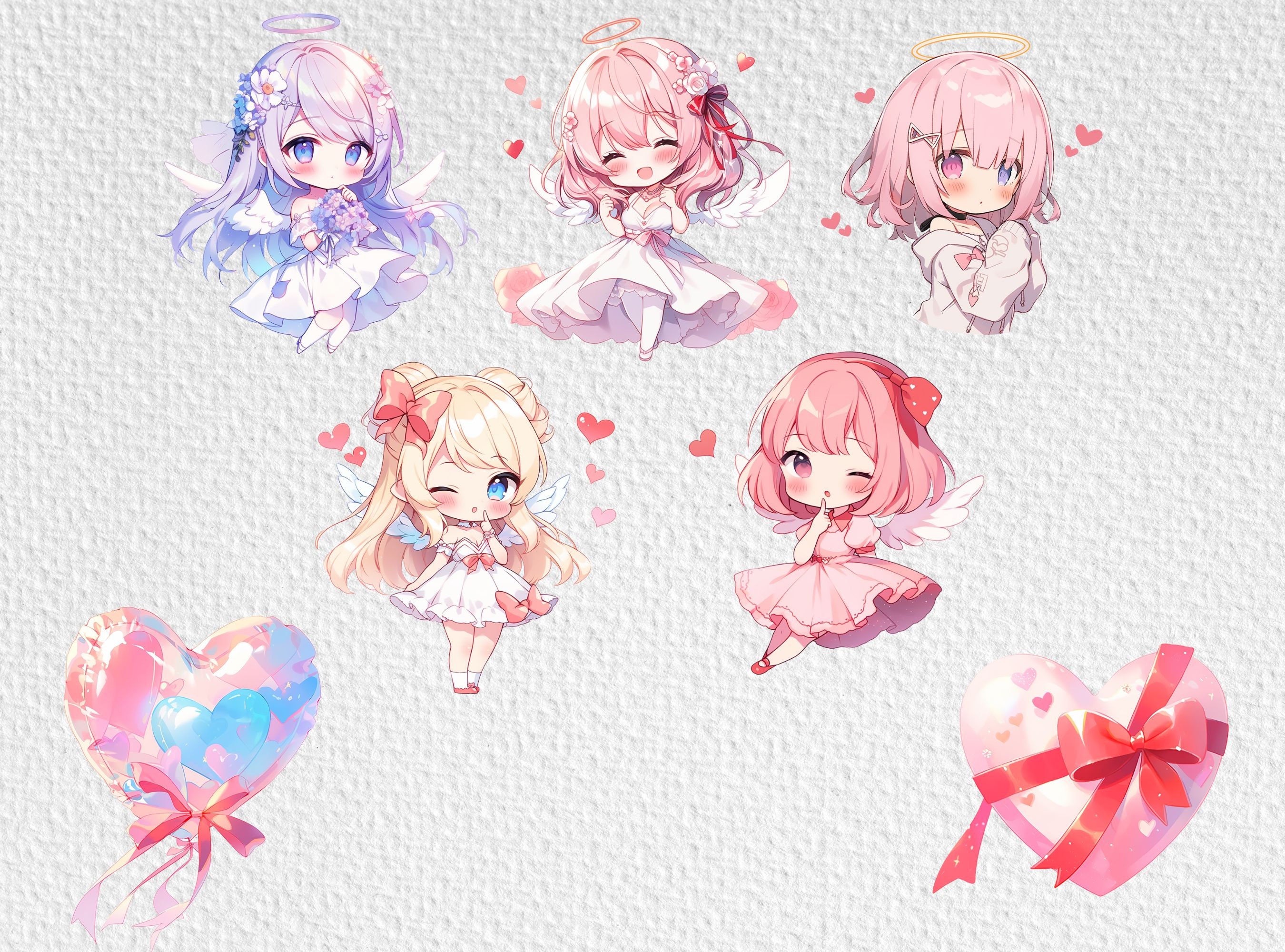 Chibi Valentine Clipart Pack - Kawaii Bundles of Affection! - 10 + 4 ...