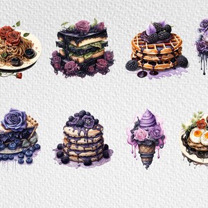 Goth Style Food Clipart Bundle - Dark Watercolor Gothic Delicacies - 16 ...