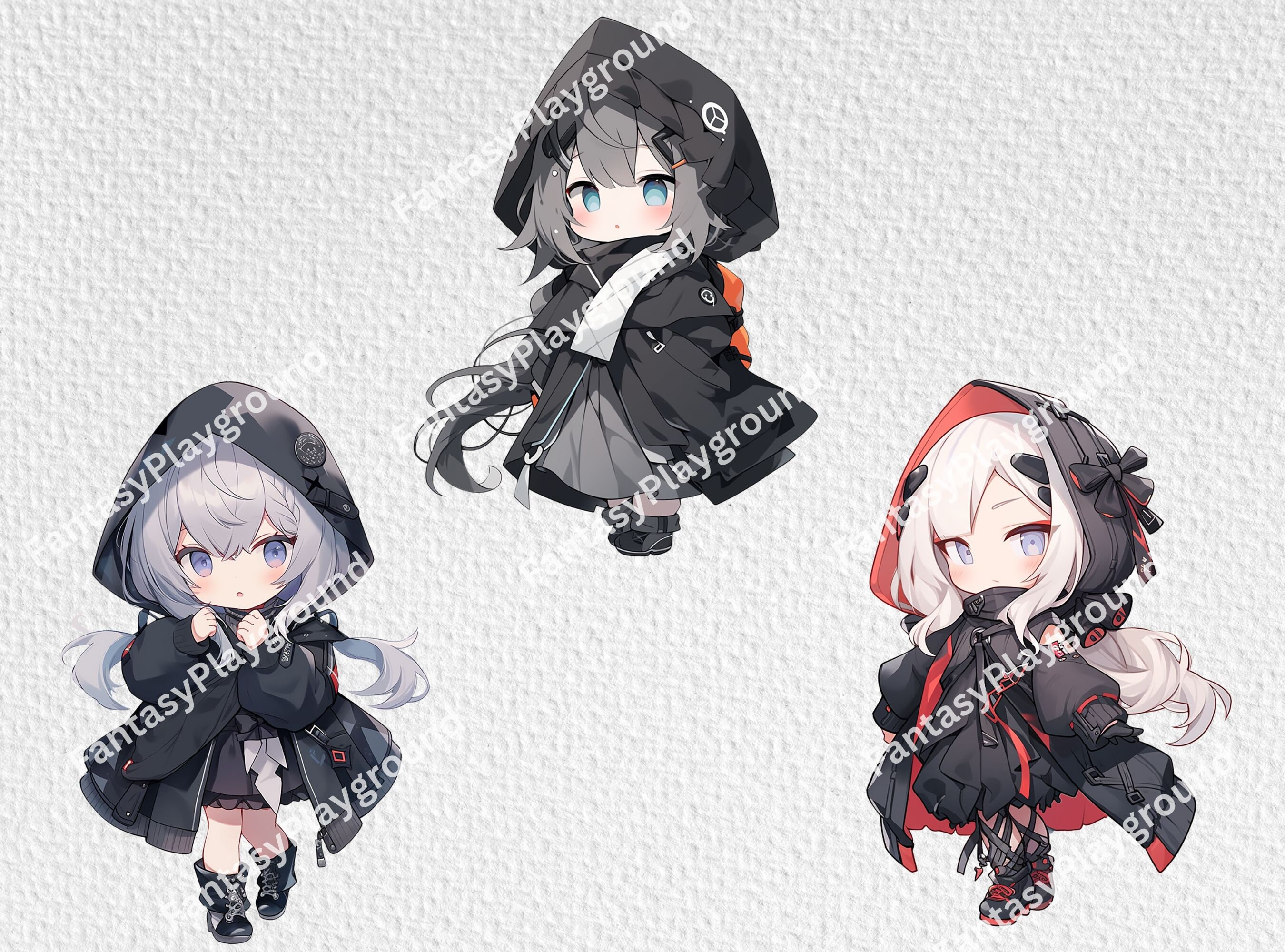 Anime Chibi Clipart Bundle 2 Cute and Festive Characters 16 Transparent ...