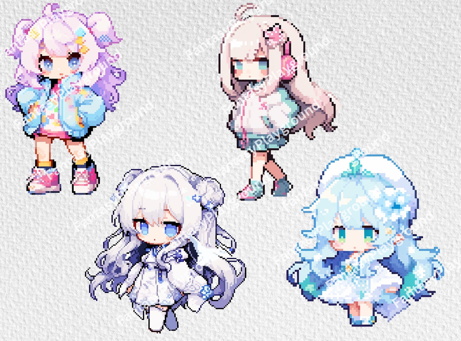 Pixel Pals Clipart Bundle - Cute Anime Pixel Art - 35 Transparent ...