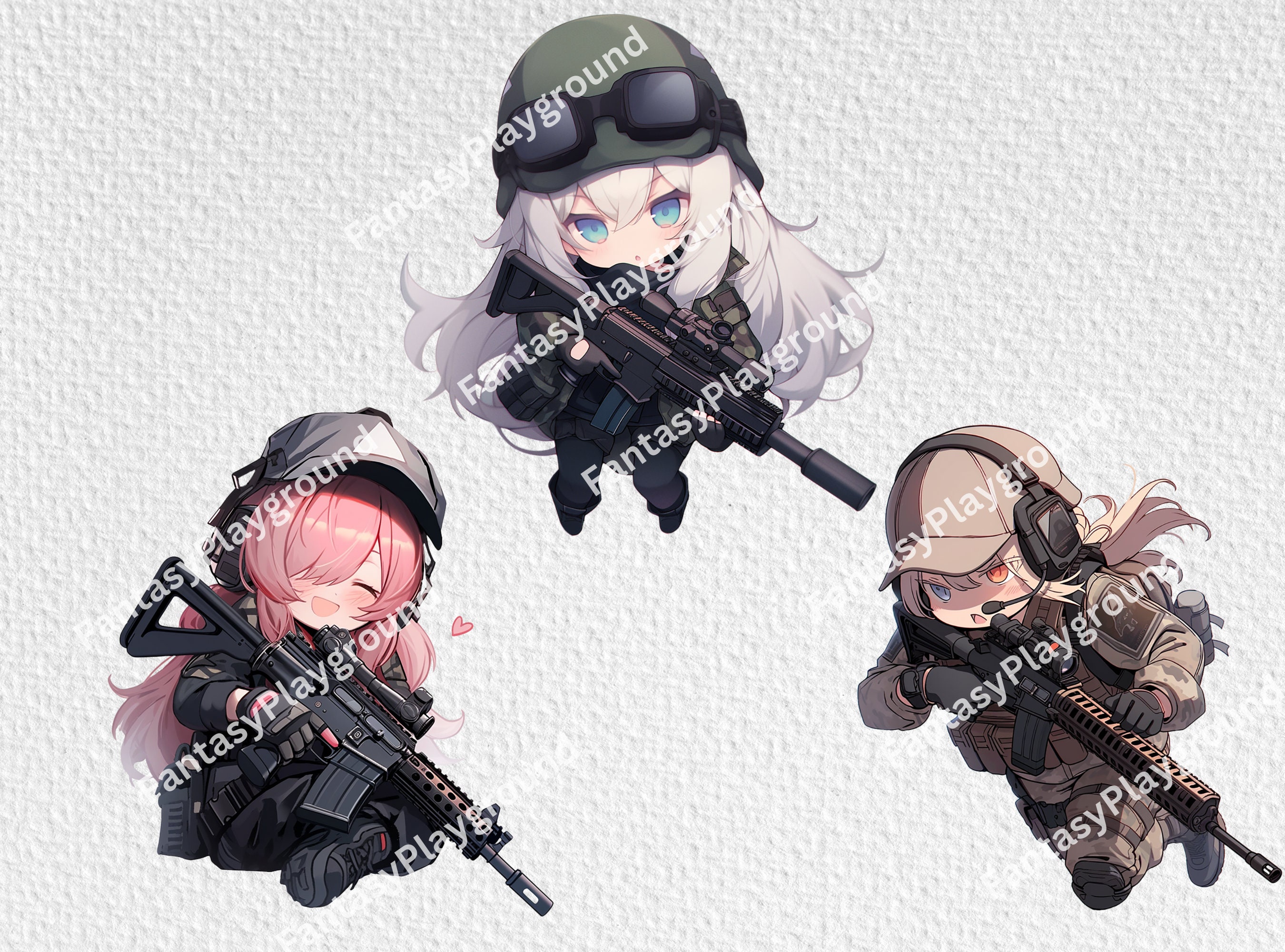 Frontline Chibi Clipart Bundle Kawaii and Fierce Military Women 25 ...
