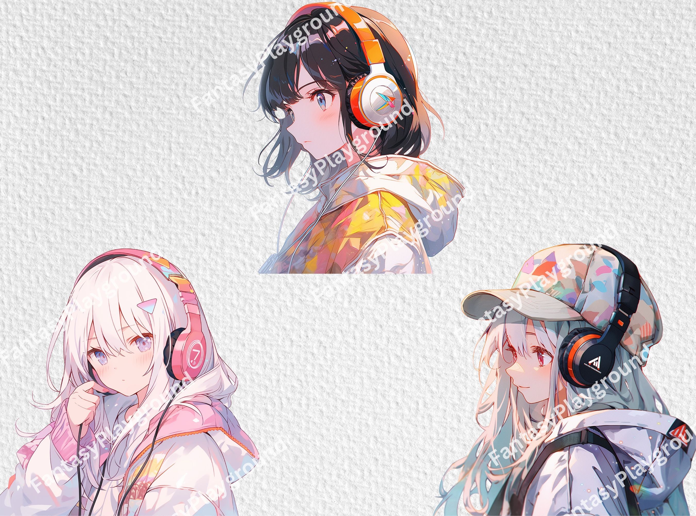 Lofi Style Anime Girl Clipart 10 Chill and Colorful Characters ...