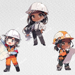 Chibi Contractor Clipart Bundle - Cute and Intelligent Engineers! - 20 ...