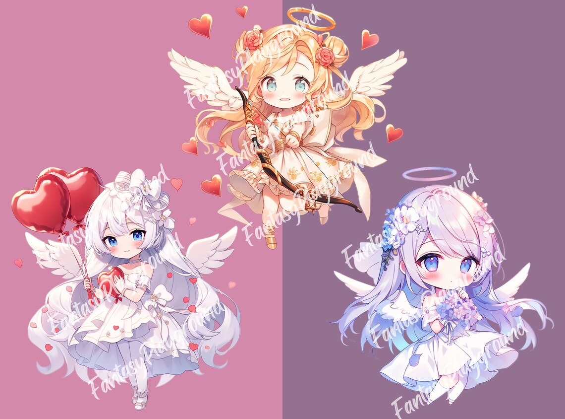 Chibi Valentine Clipart Pack - Kawaii Bundles of Affection! - 10 + 4 ...