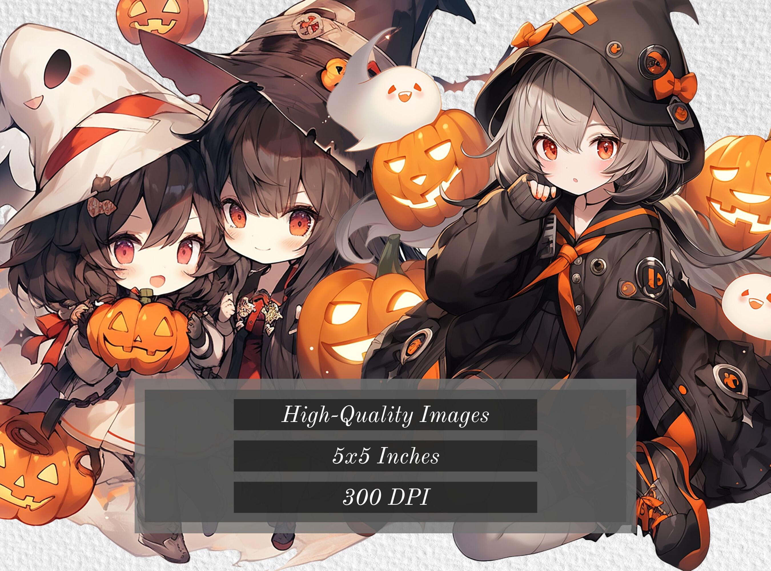 Halloween Anime Clipart Bundle - 24 Cute & Spooky Festive Characters ...