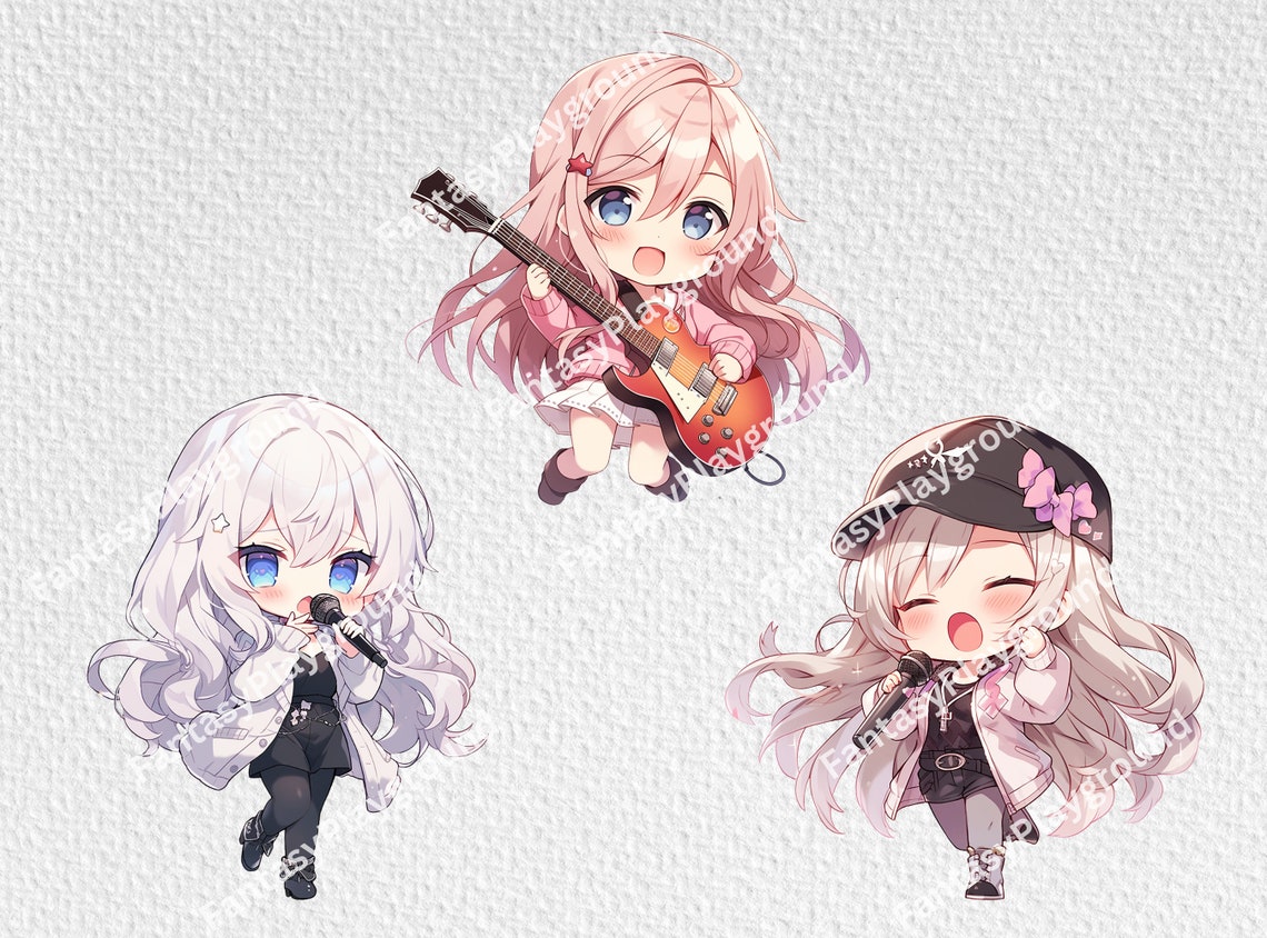 Chibi Stars Clipart Bundle - Kawaii Popstars, Idols - 15 Transparent ...