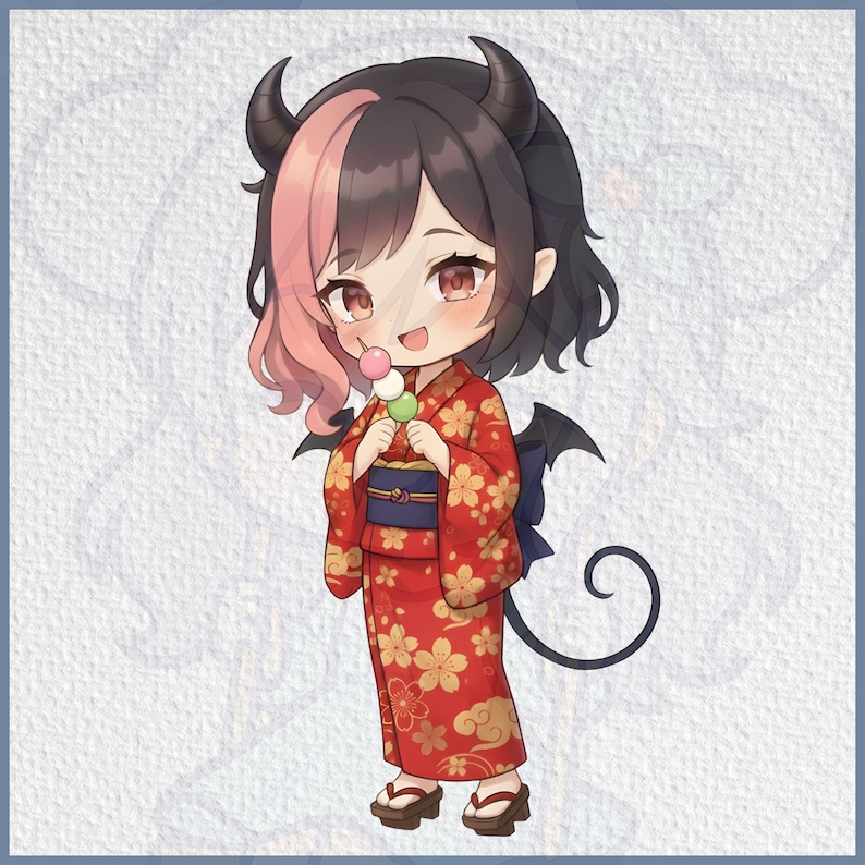 Chibi React Pack • 25 Pngs • Demon Girl Anime Clipart • Cute Chibi ...
