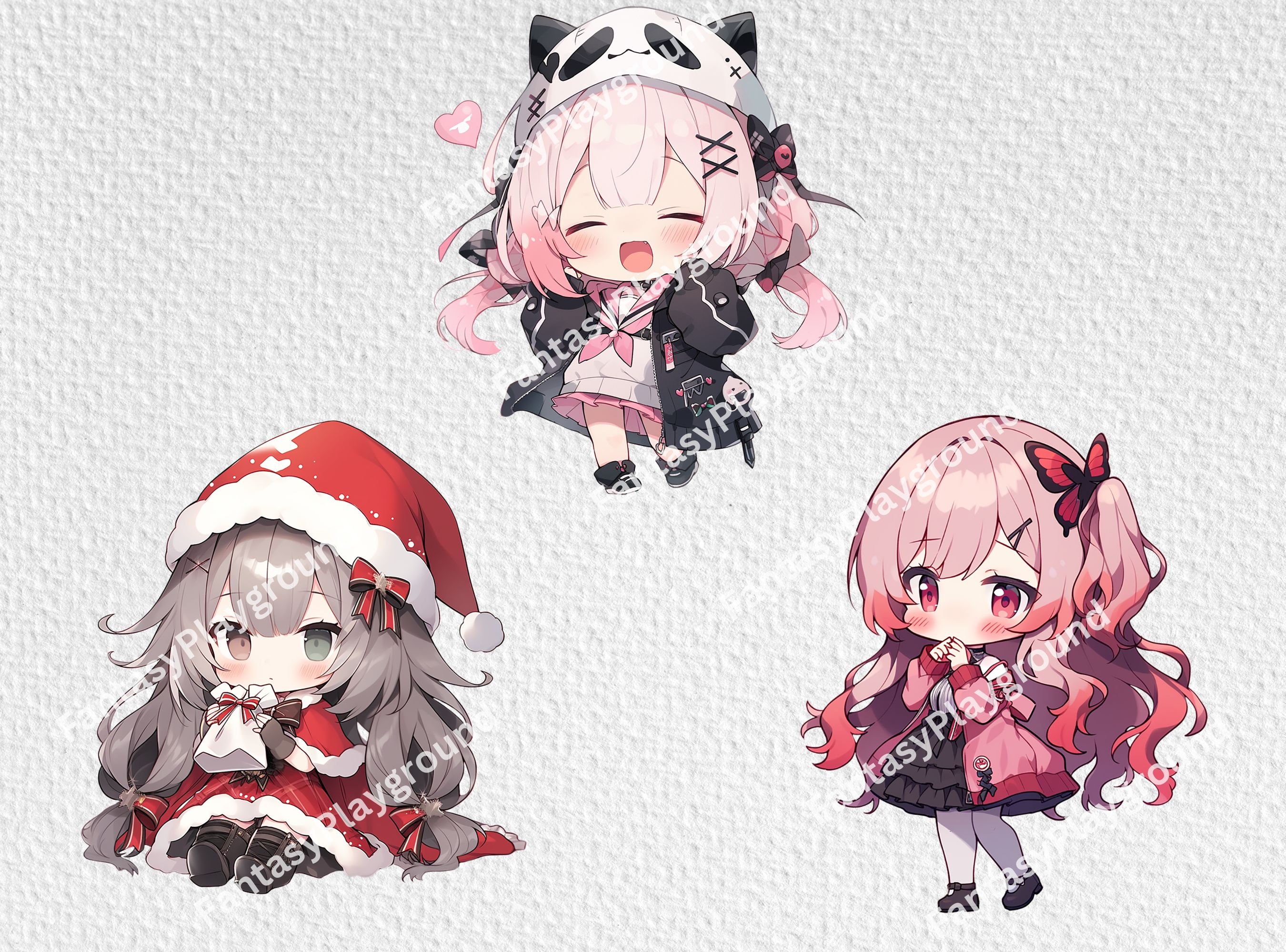 Anime Chibi Clipart Bundle 2 - Cute and Festive Characters - 16 ...