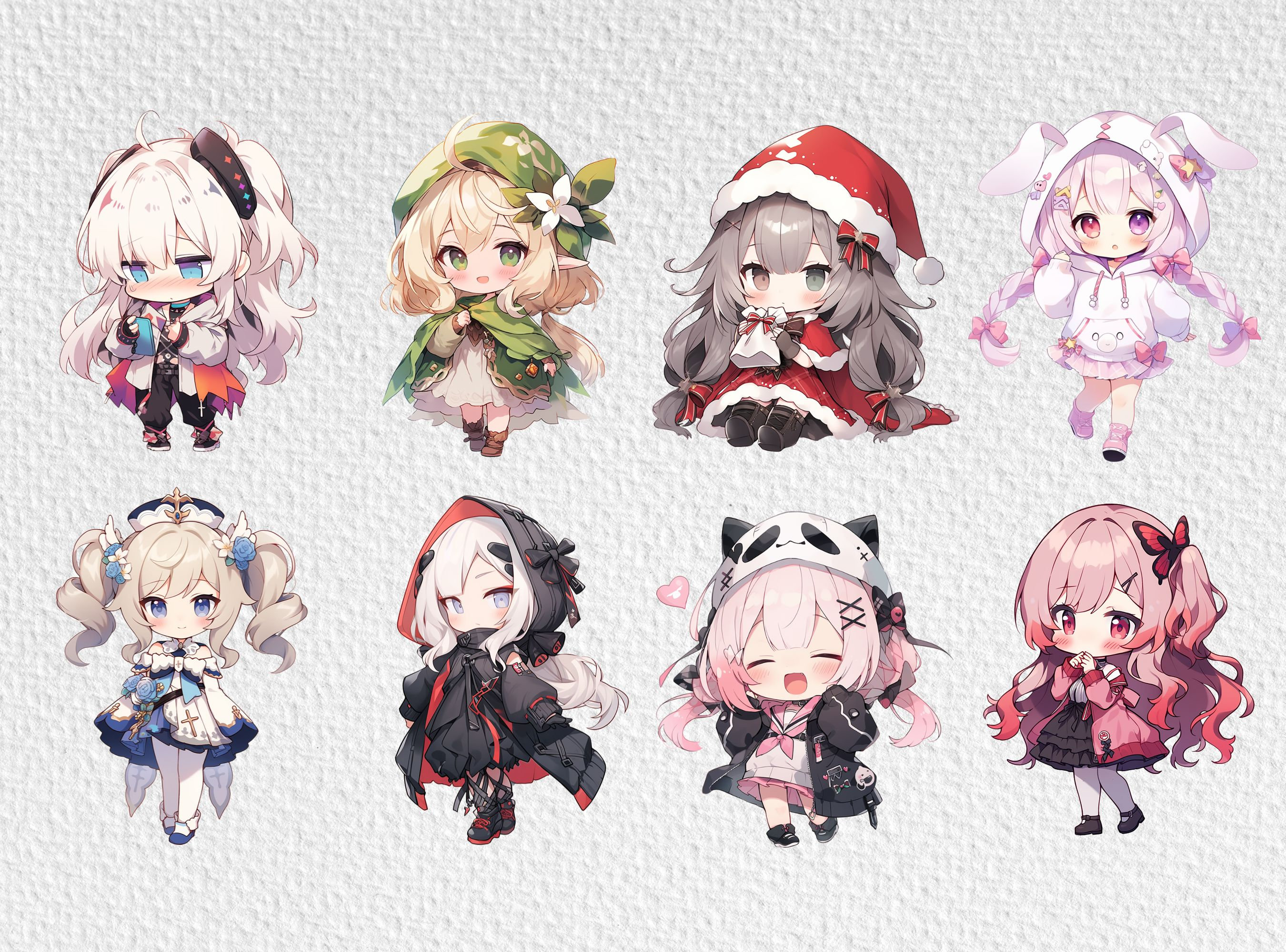 Anime Chibi Clipart Bundle 2 - Cute and Festive Characters - 16 ...