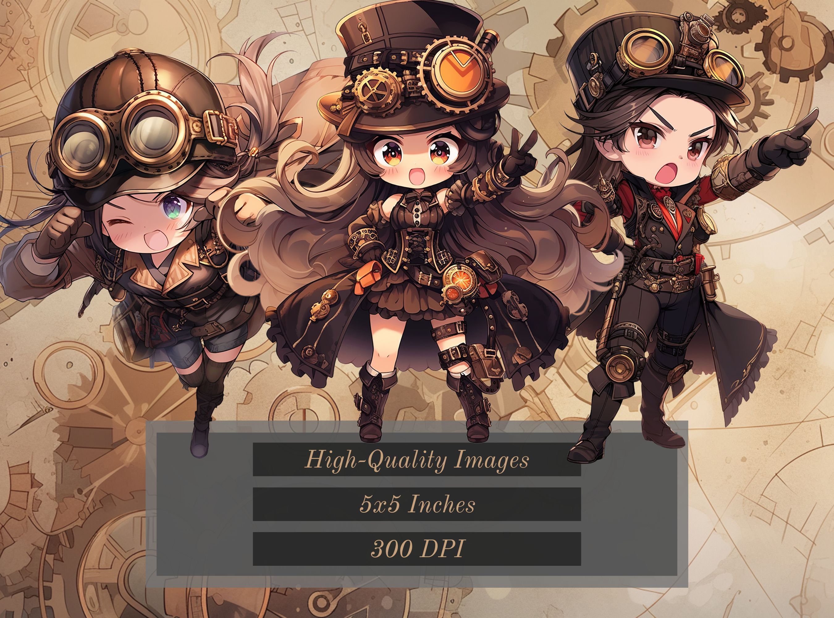 Steampunk Chibi Clipart Bundle - Cute Imagination & Creation! - 20 ...