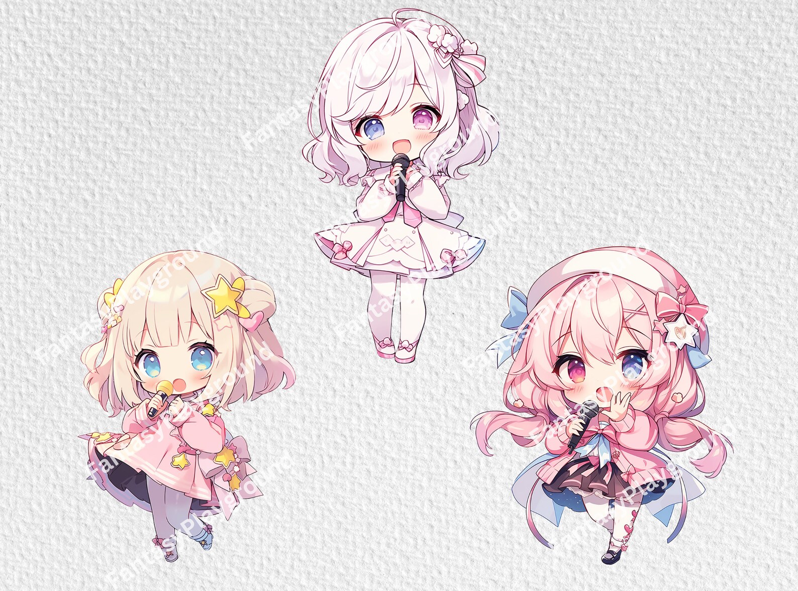 Chibi Stars Clipart Bundle - Kawaii Popstars, Idols - 15 Transparent ...