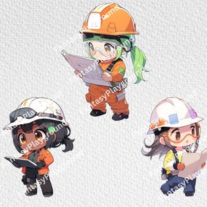 Chibi Contractor Clipart Bundle - Cute and Intelligent Engineers! - 20 ...