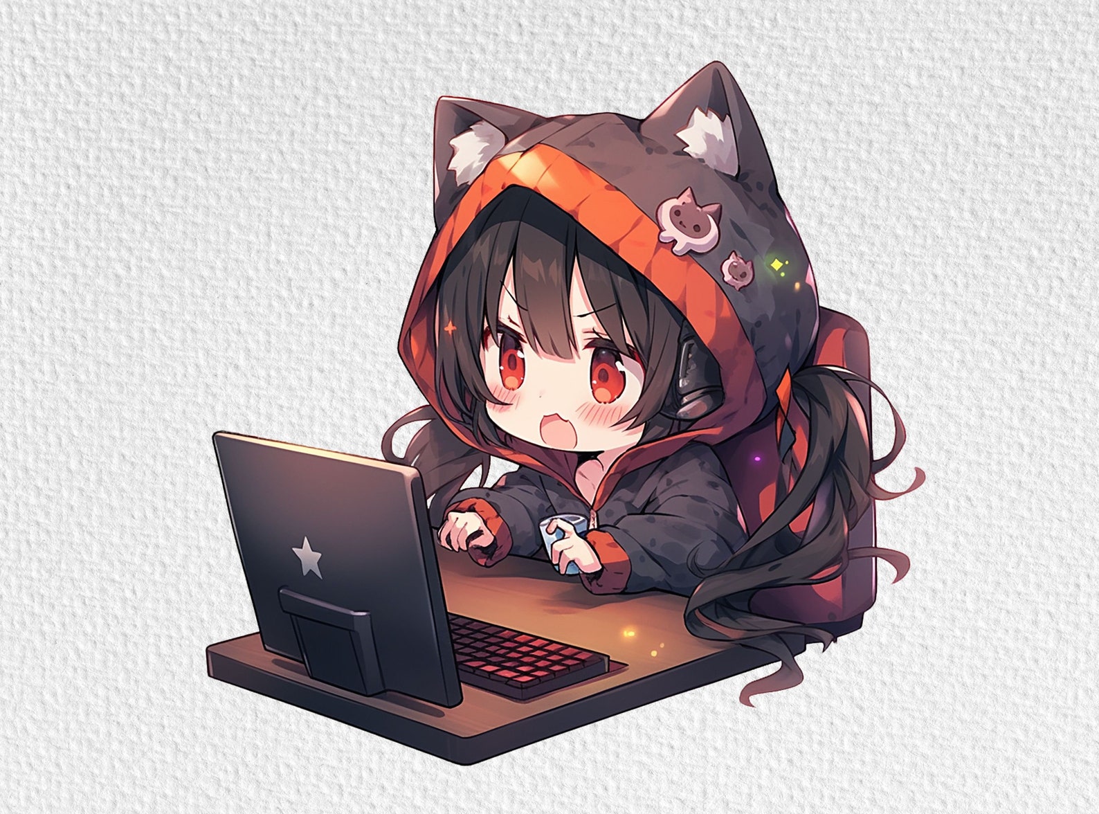 Chibi Anime Gamer Girls Clipart Bundle Kawaii Happy Goth - Etsy