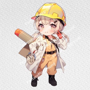 Chibi Contractor Clipart Bundle - Cute and Intelligent Engineers! - 20 ...