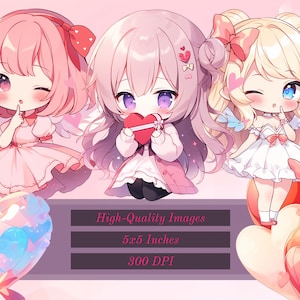 Chibi Valentine Clipart Pack - Kawaii Bundles of Affection! - 10 + 4 ...