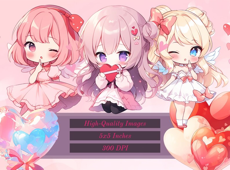 Chibi Valentine Clipart Pack - Kawaii Bundles of Affection! - 10 + 4 ...