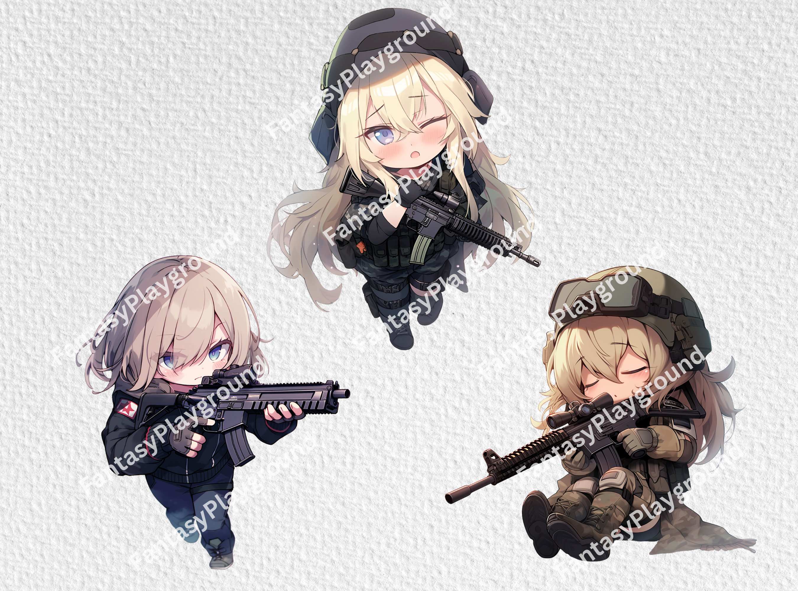 Frontline Chibi Clipart Bundle Kawaii and Fierce Military Women 25 ...