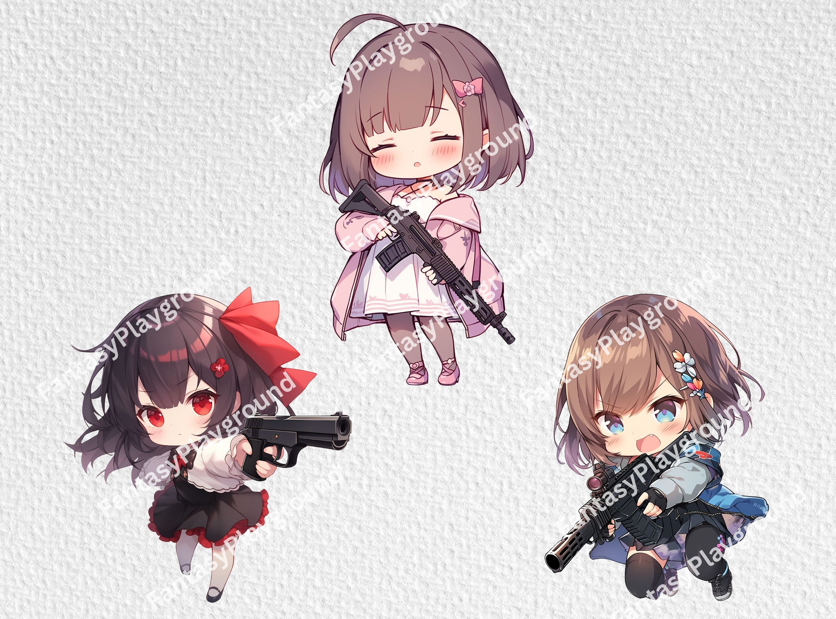 Armed Chibi Clipart Bundle Digital Protectors Ready for Anything 25 ...