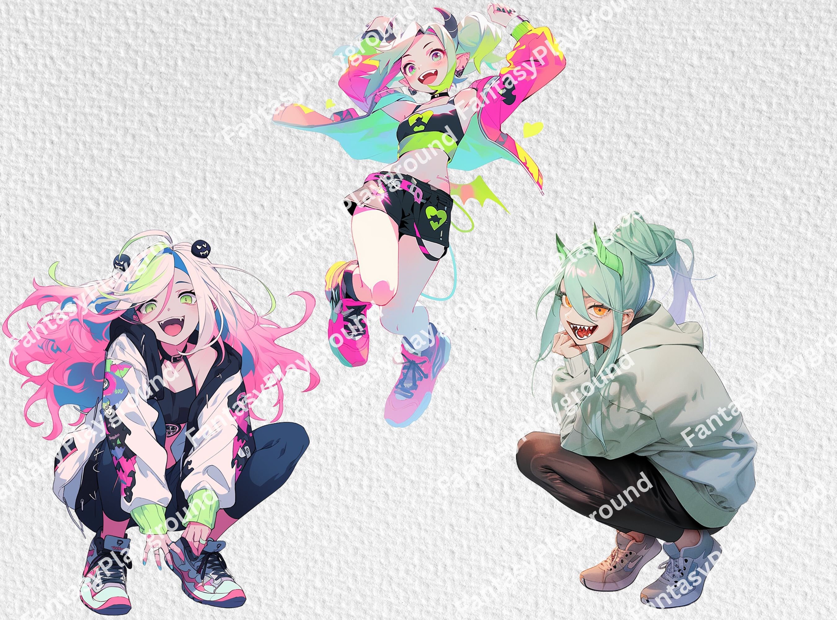 Cute and Dangerous Anime Girls Clipart Bundle - 20 Adorable Characters ...