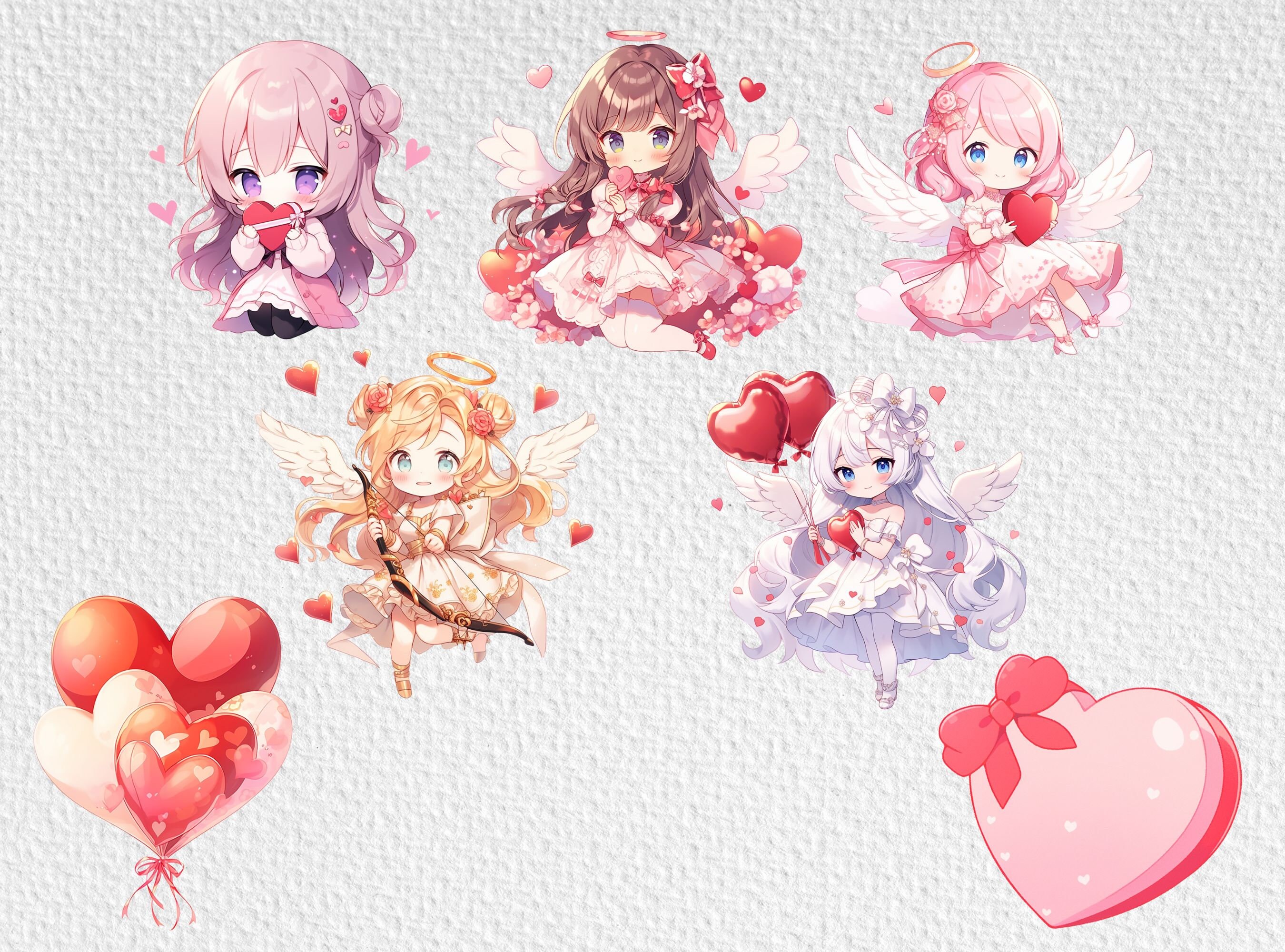 Chibi Valentine Clipart Pack - Kawaii Bundles of Affection! - 10 + 4 ...