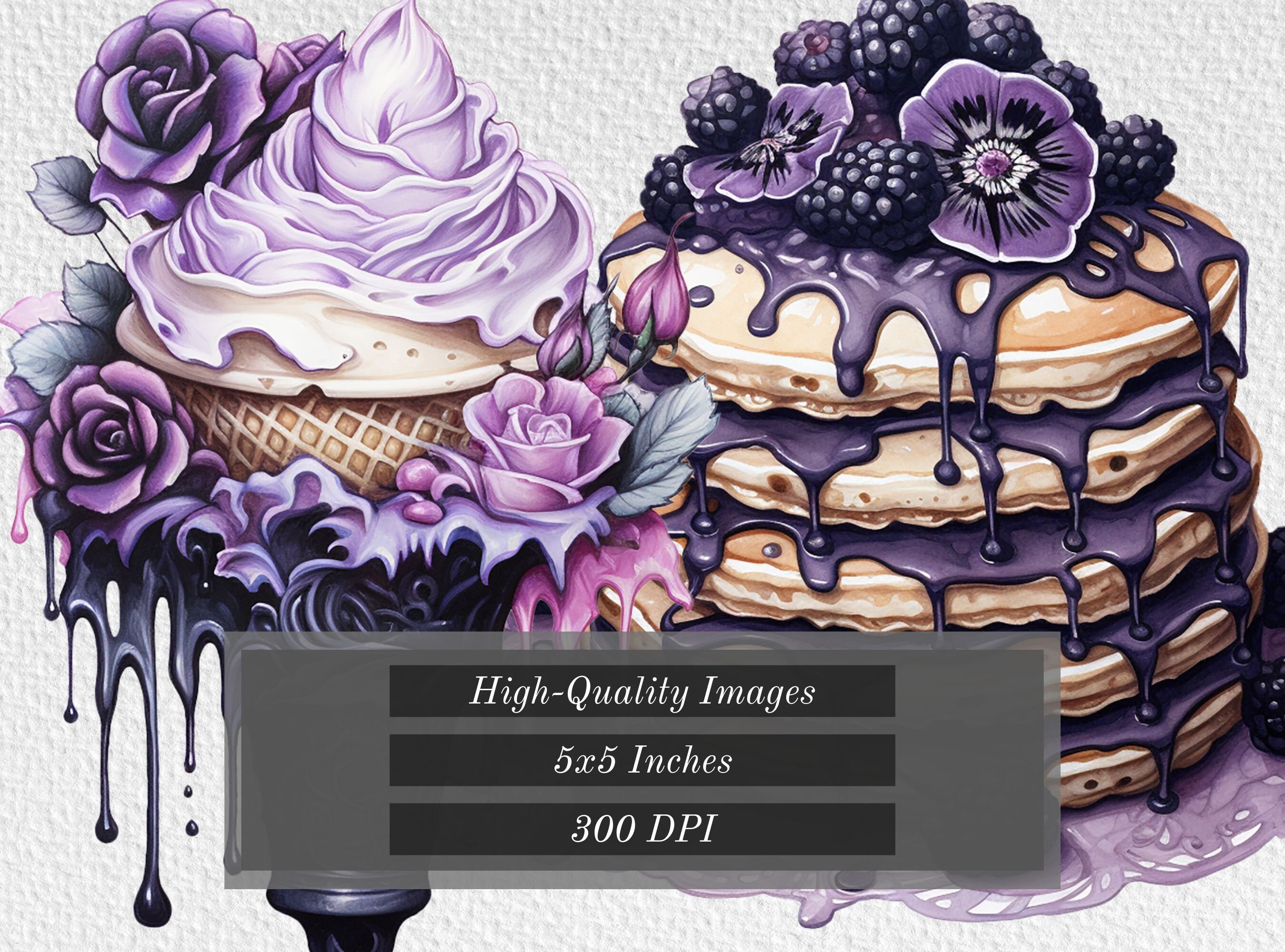 Goth Style Food Clipart Bundle - Dark Watercolor Gothic Delicacies - 16 ...