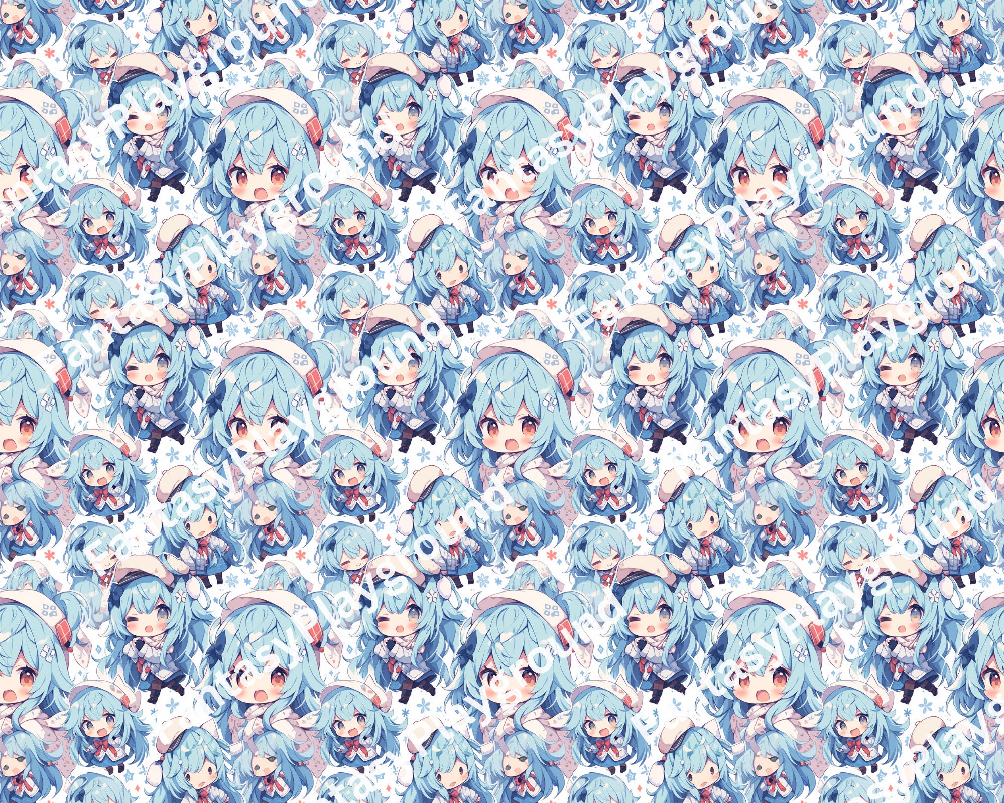 CUTE CHIBI ART - Chibi Anime Seamless Pattern - Printable Digital Paper ...