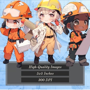 Chibi Contractor Clipart Bundle - Cute and Intelligent Engineers! - 20 ...