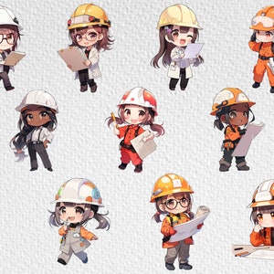 Chibi Contractor Clipart Bundle - Cute and Intelligent Engineers! - 20 ...