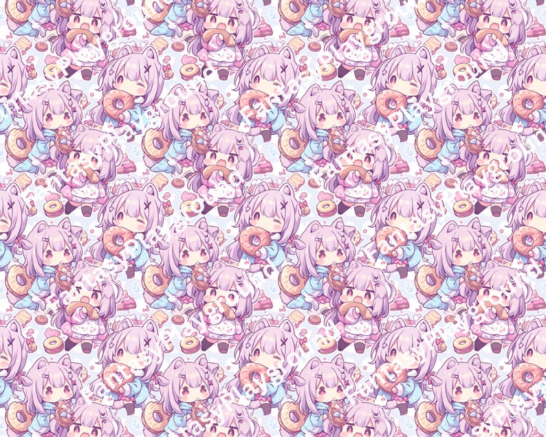 CUTE CHIBI ART Chibi Anime Seamless Pattern Printable Digital Paper ...