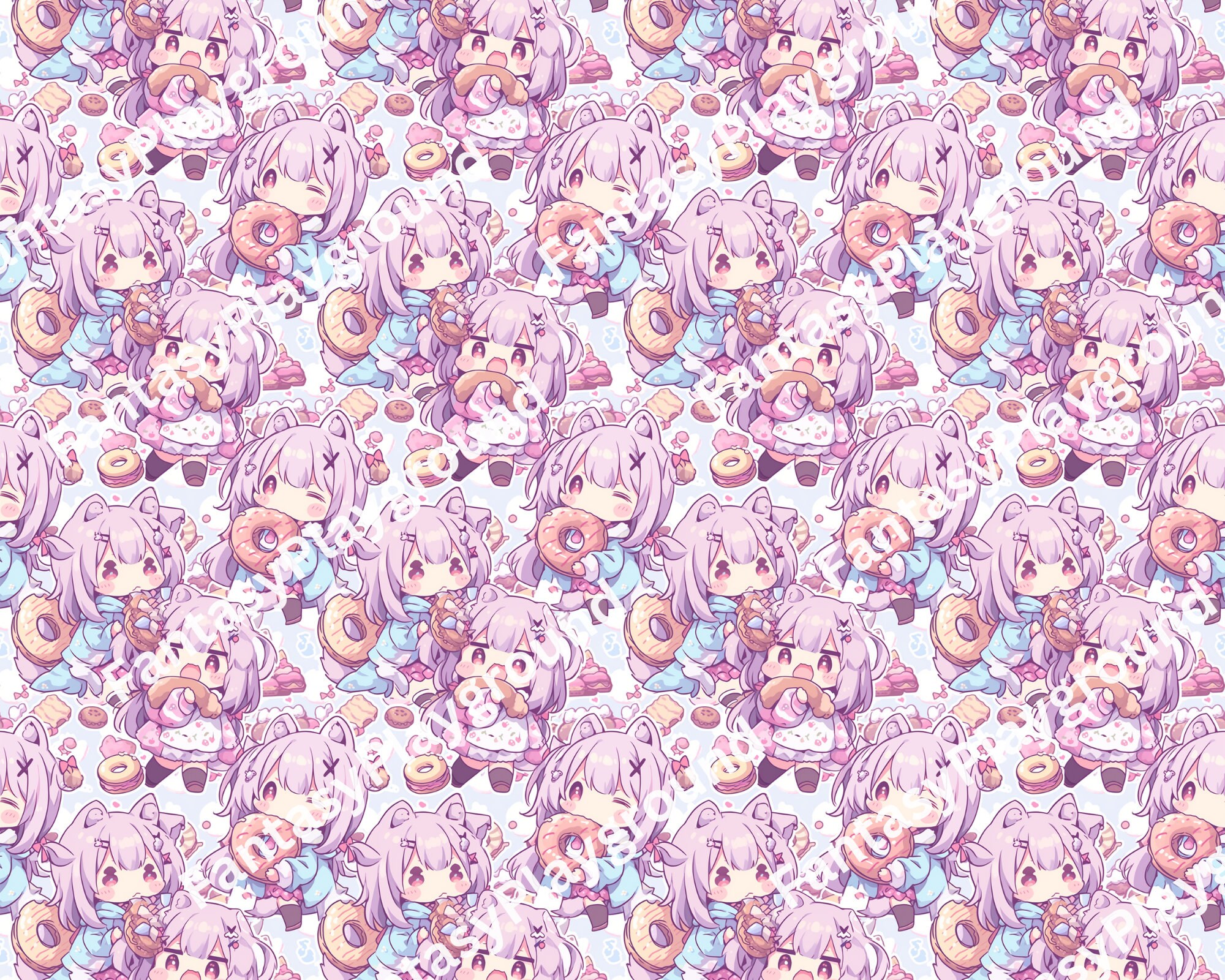 CUTE CHIBI ART - Chibi Anime Seamless Pattern - Printable Digital Paper ...