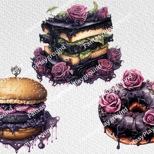 Goth Style Food Clipart Bundle - Dark Watercolor Gothic Delicacies - 16 ...