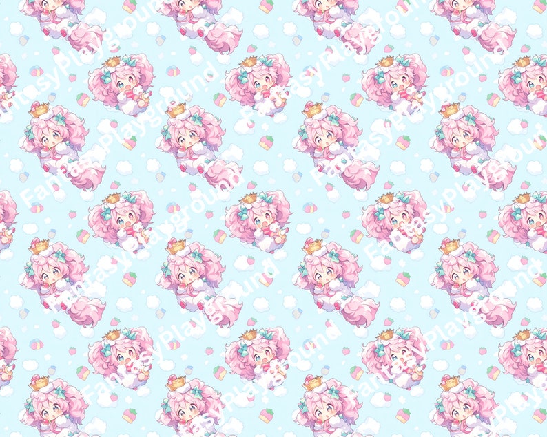 CUTE CHIBI ART Chibi Anime Seamless Pattern Printable Digital Paper ...
