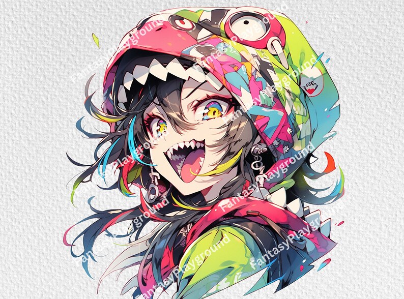 Punk Monster Anime Girls Clipart Bundle 20 Quirky and Fun Characters ...