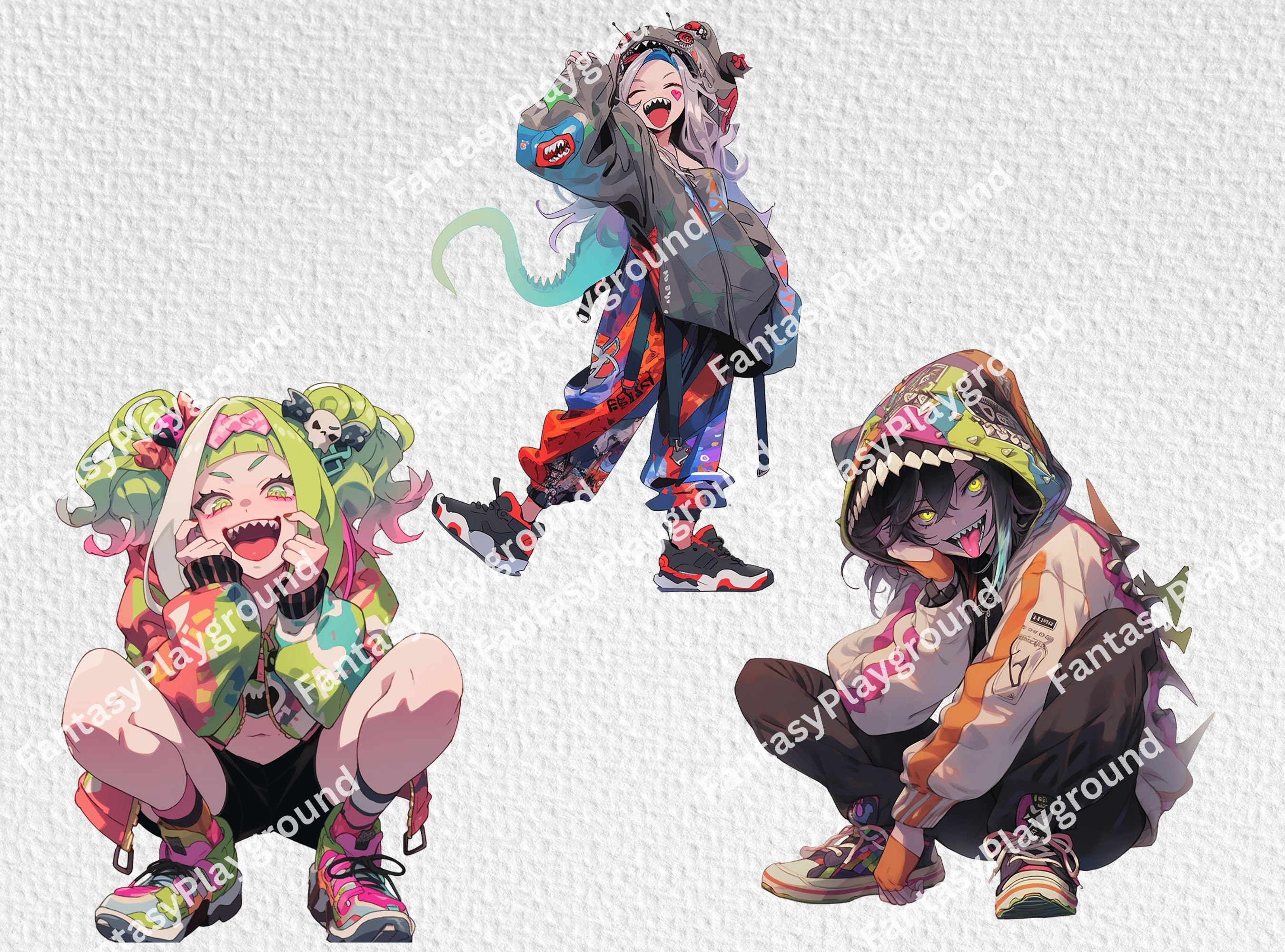 Cute and Dangerous Anime Girls Clipart Bundle - 20 Adorable Characters ...