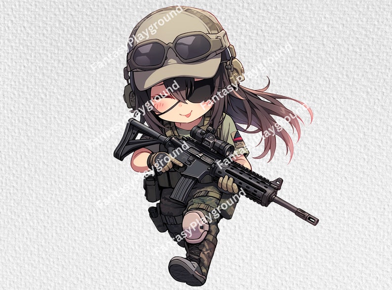 Frontline Chibi Clipart Bundle - Kawaii and Fierce Military Women - 25 ...
