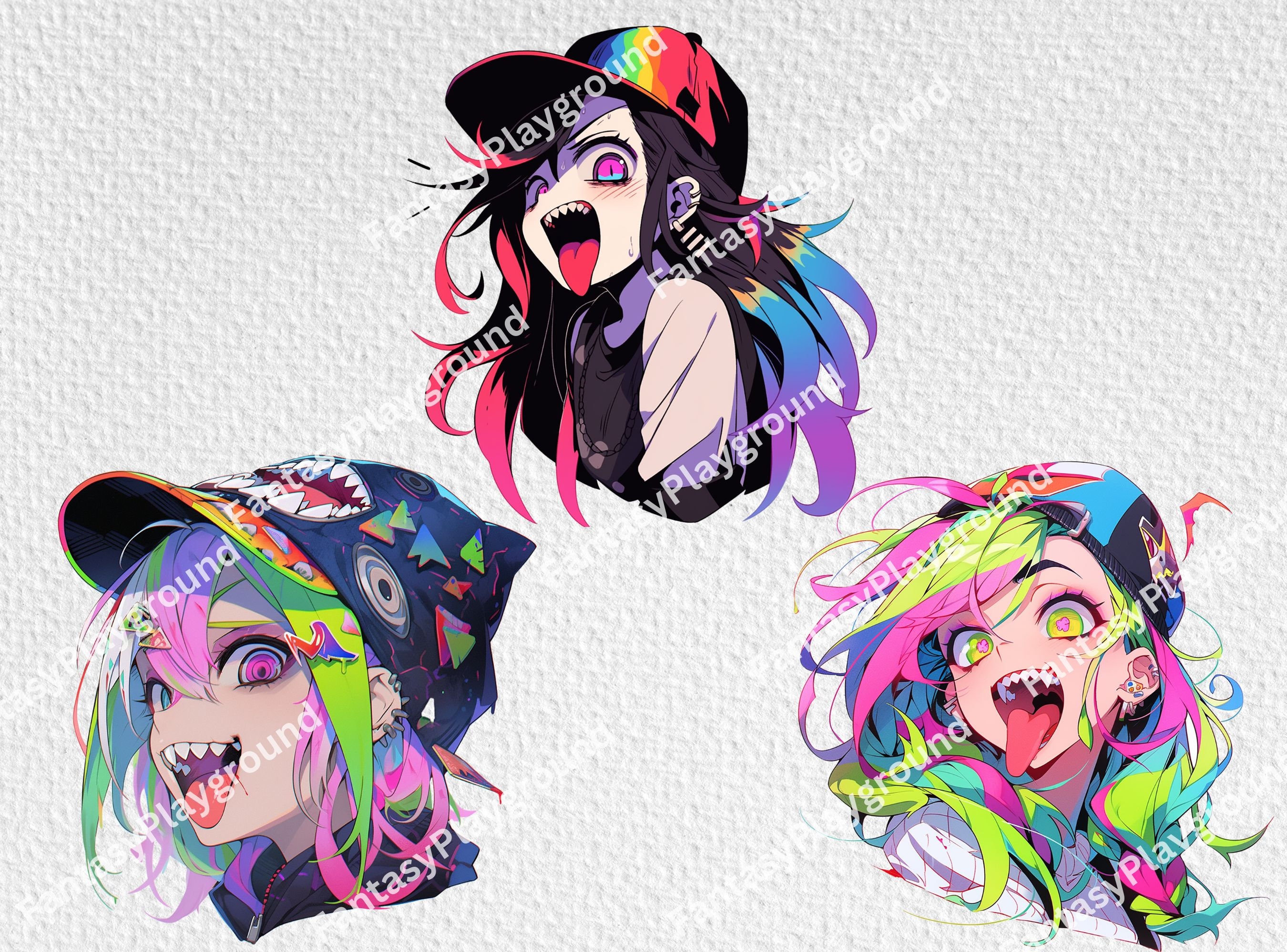 Punk Monster Anime Girls Clipart Bundle - 20 Quirky and Fun Characters ...