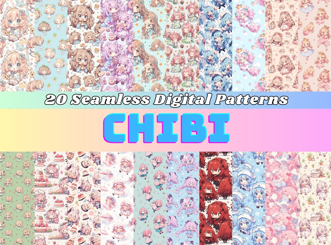 CUTE CHIBI ART - Chibi Anime Seamless Pattern - Printable Digital Paper ...