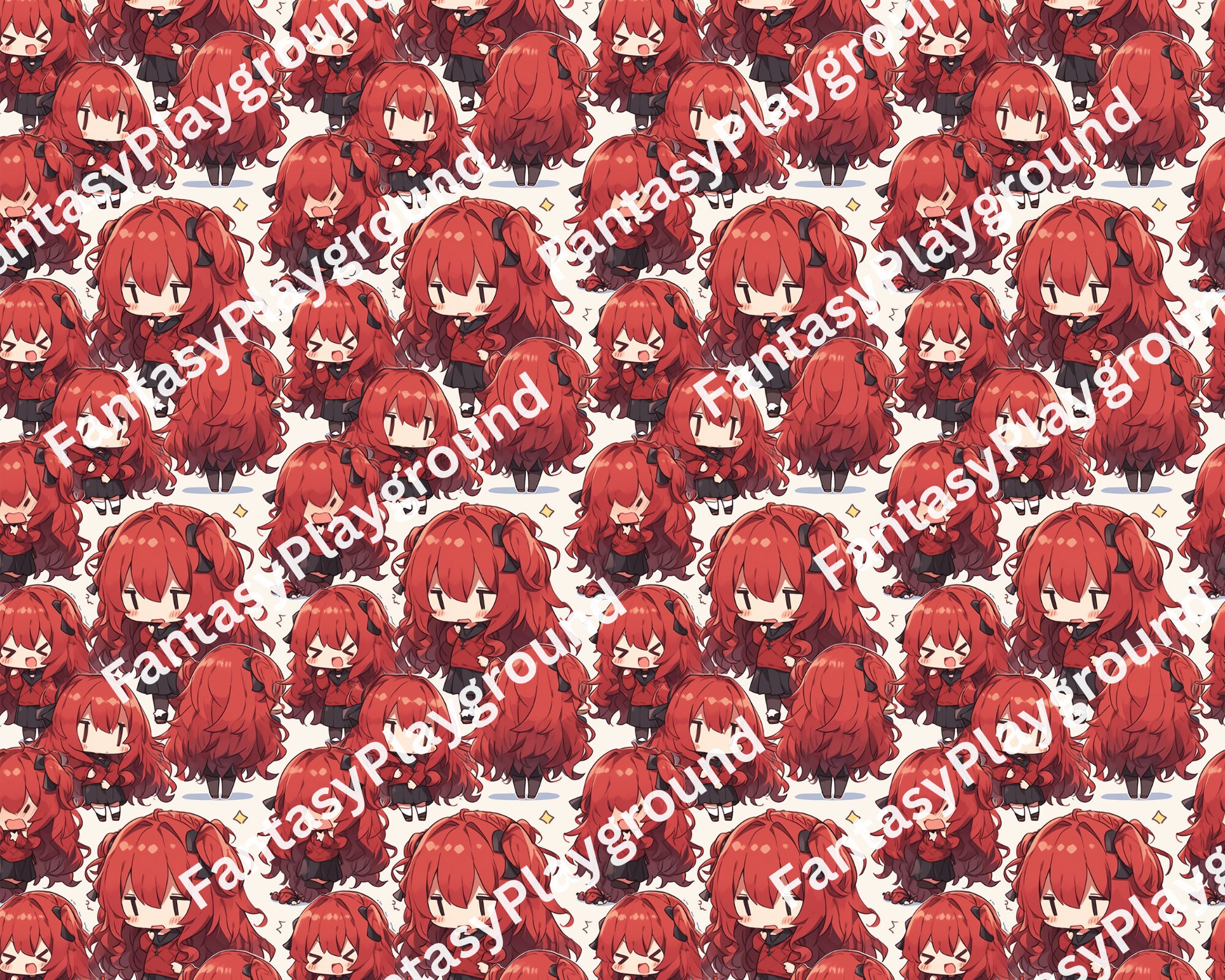 CUTE CHIBI ART Chibi Anime Seamless Pattern Printable Digital Paper ...