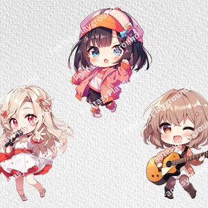 Chibi Stars Clipart Bundle - Kawaii Popstars, Idols - 15 Transparent ...