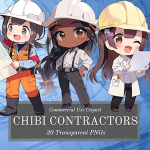 Chibi Contractor Clipart Bundle - Cute and Intelligent Engineers! - 20 ...