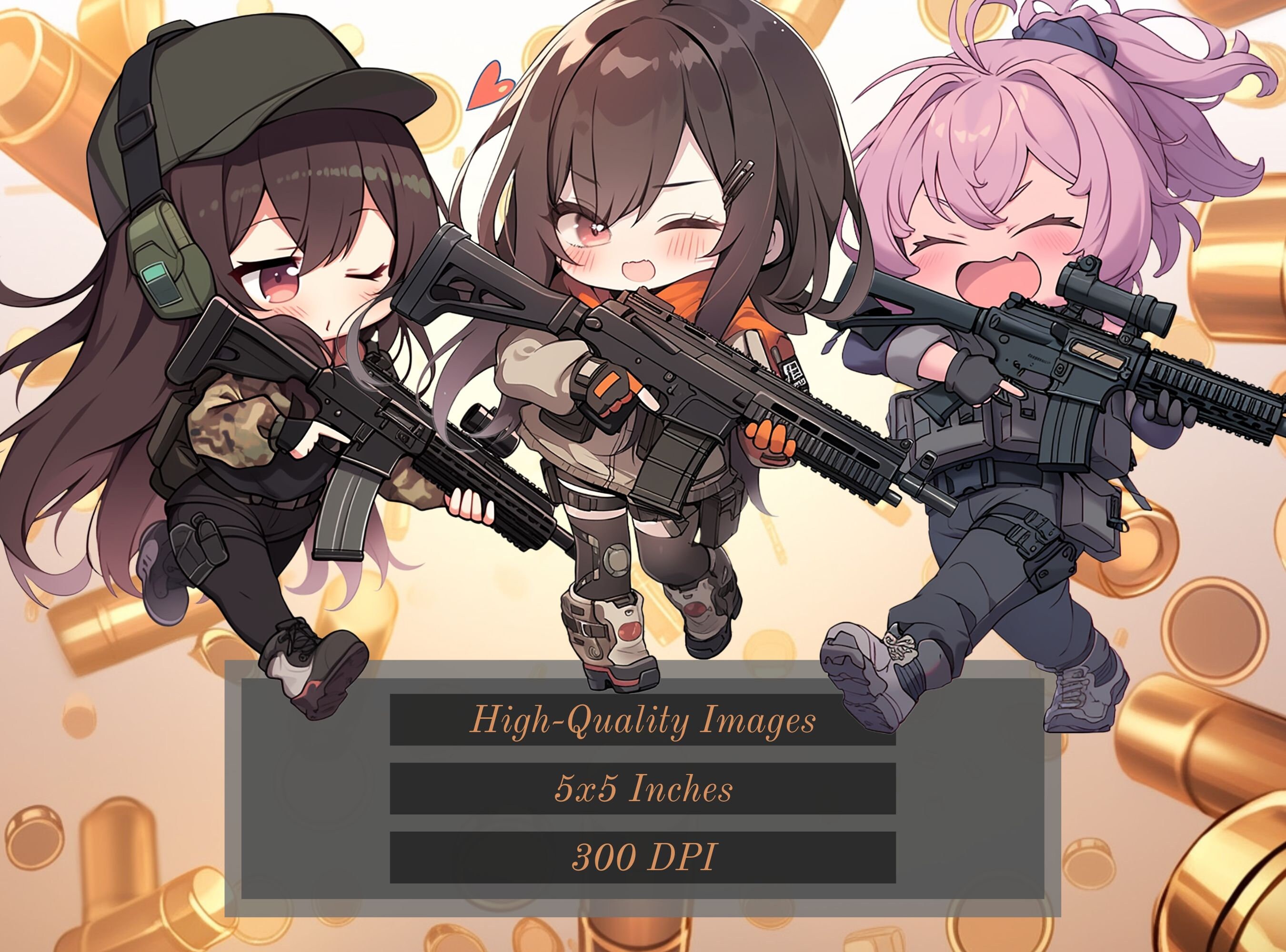 Armed Chibi Clipart Bundle - Digital Protectors Ready for Anything ...