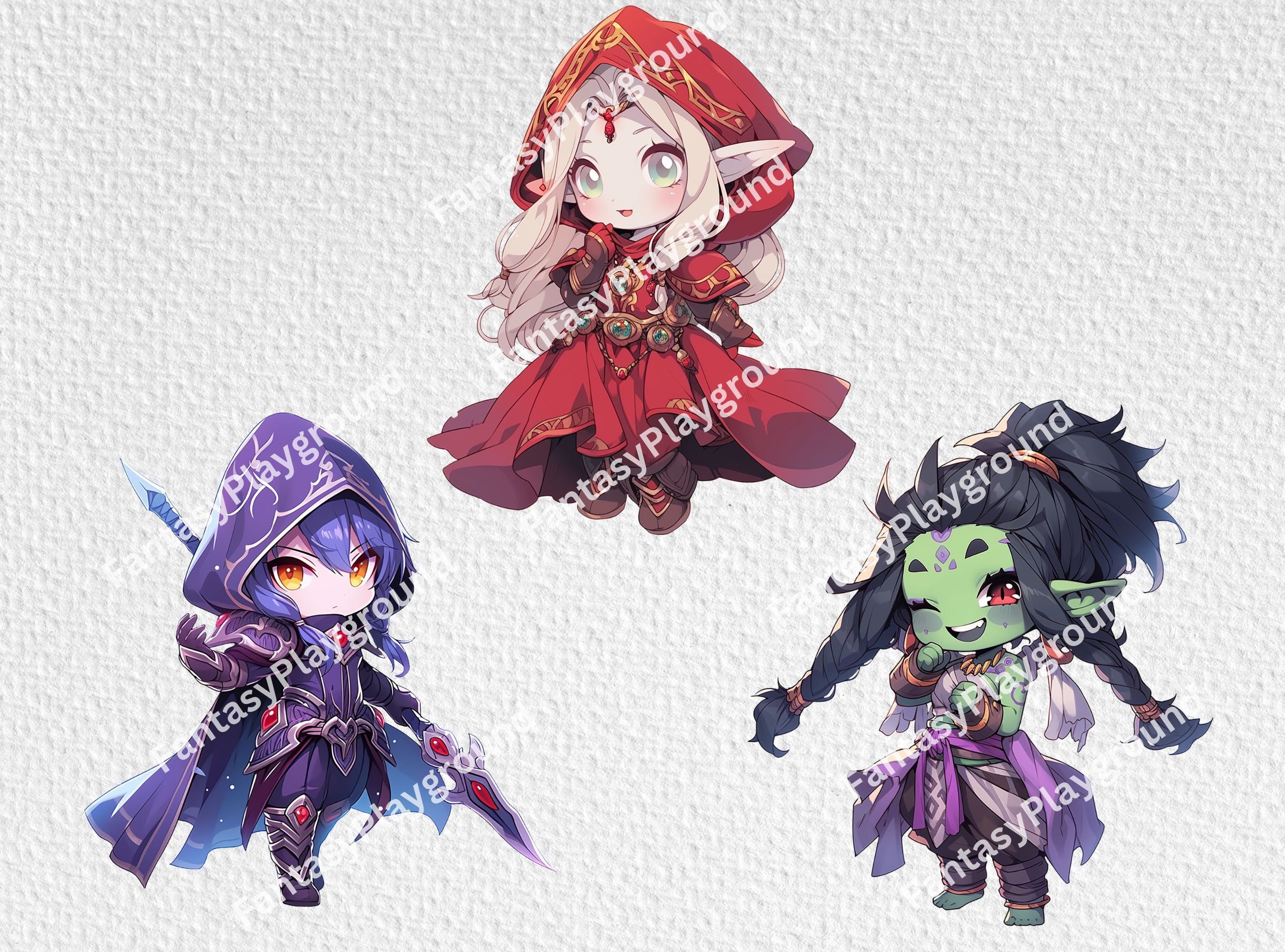 Fantasy Chibi Clipart Bundle - Swords, Magic, and Fun! - 20 Transparent ...