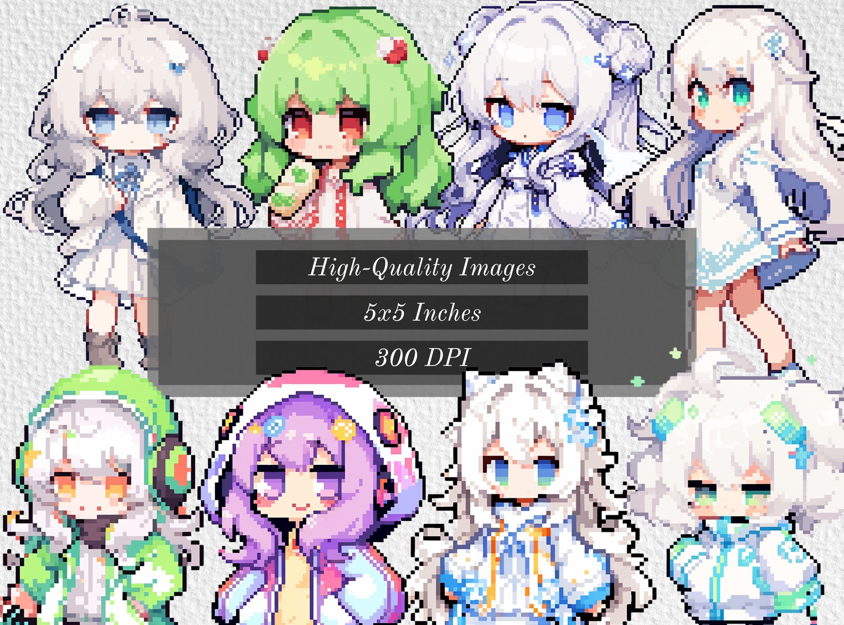 Pixel Pals Clipart Bundle - Cute Anime Pixel Art - 35 Transparent ...