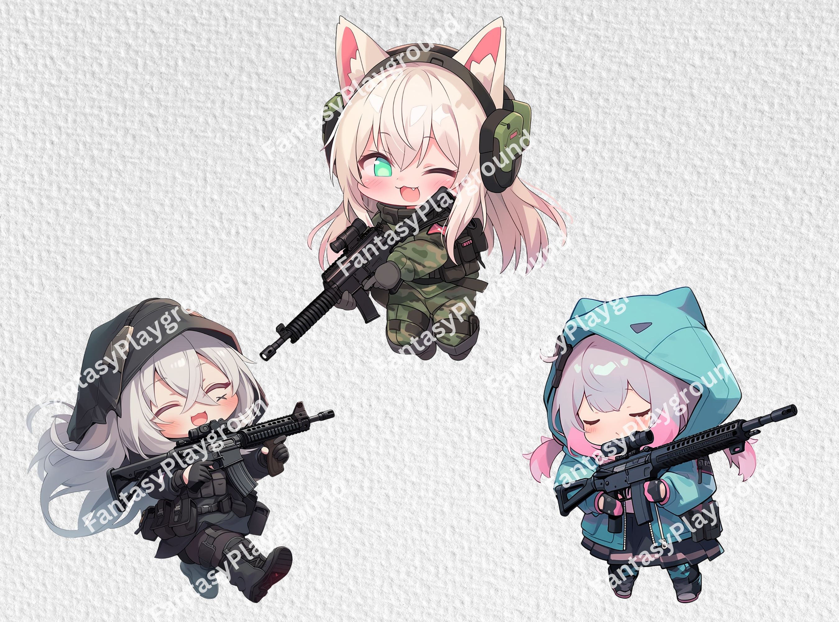 Armed Chibi Clipart Bundle Digital Protectors Ready for Anything 25 ...